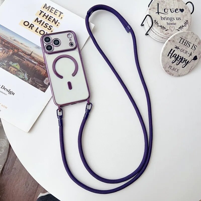 Магнитный Прозрачный Мягкий Чехол Из ТПУ Для iPhone 17 Pro Max 14 purple qiao, for iPhone15 Pro Max