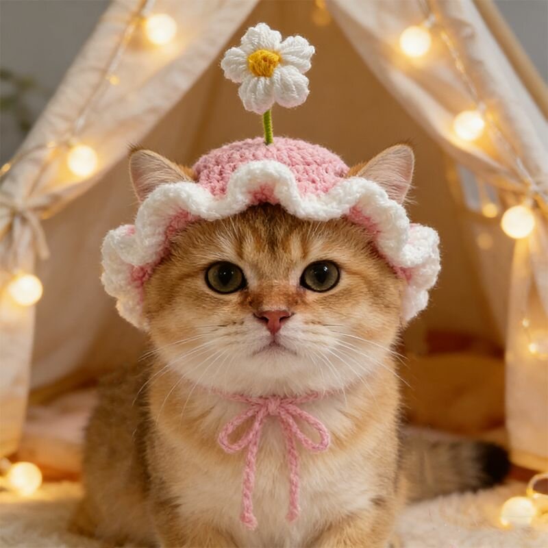 Вязаная шапка для кошек, из хлопка,1 шт для кота головной убор