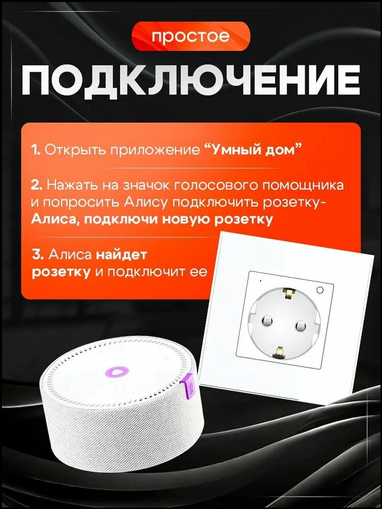 Умная розетка с , встраиваемая Tuya, белая