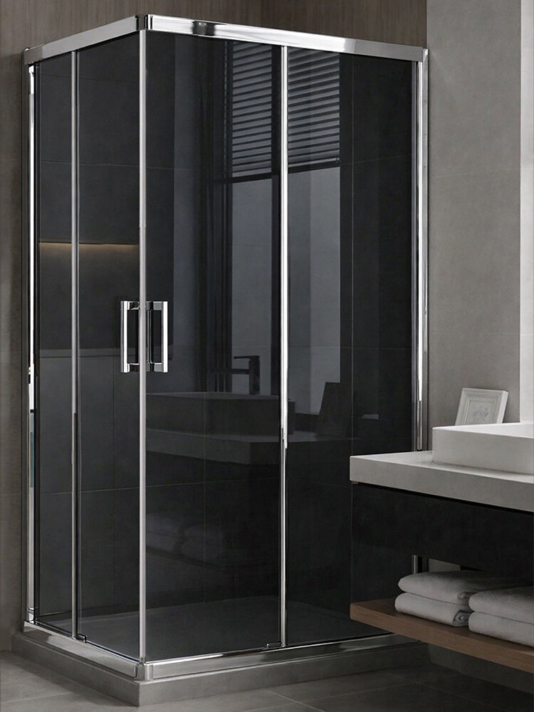 Душевой уголок Royal Bath 120х80х200 закаленное стекло 6 мм тонированное профиль хром