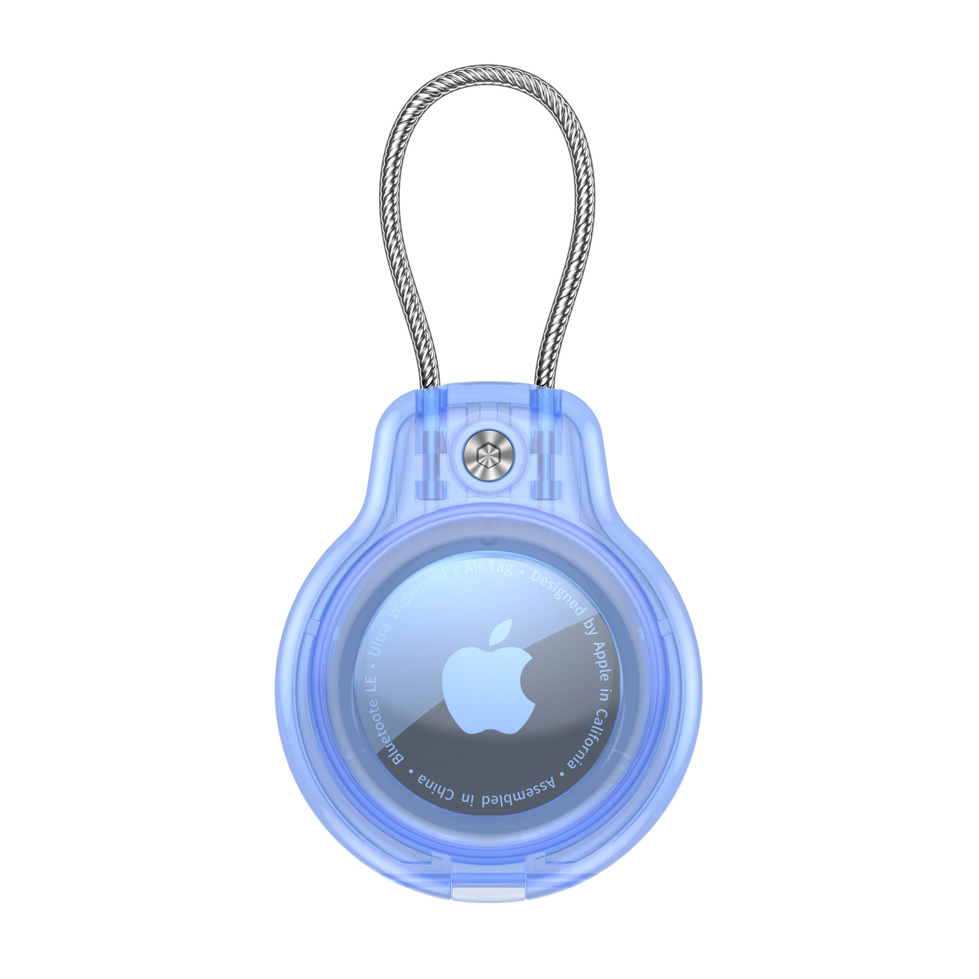 Силиконовый чехол для Apple AirTag прозрачно-голубого цвета для надежного отслеживания и предотвращения потери