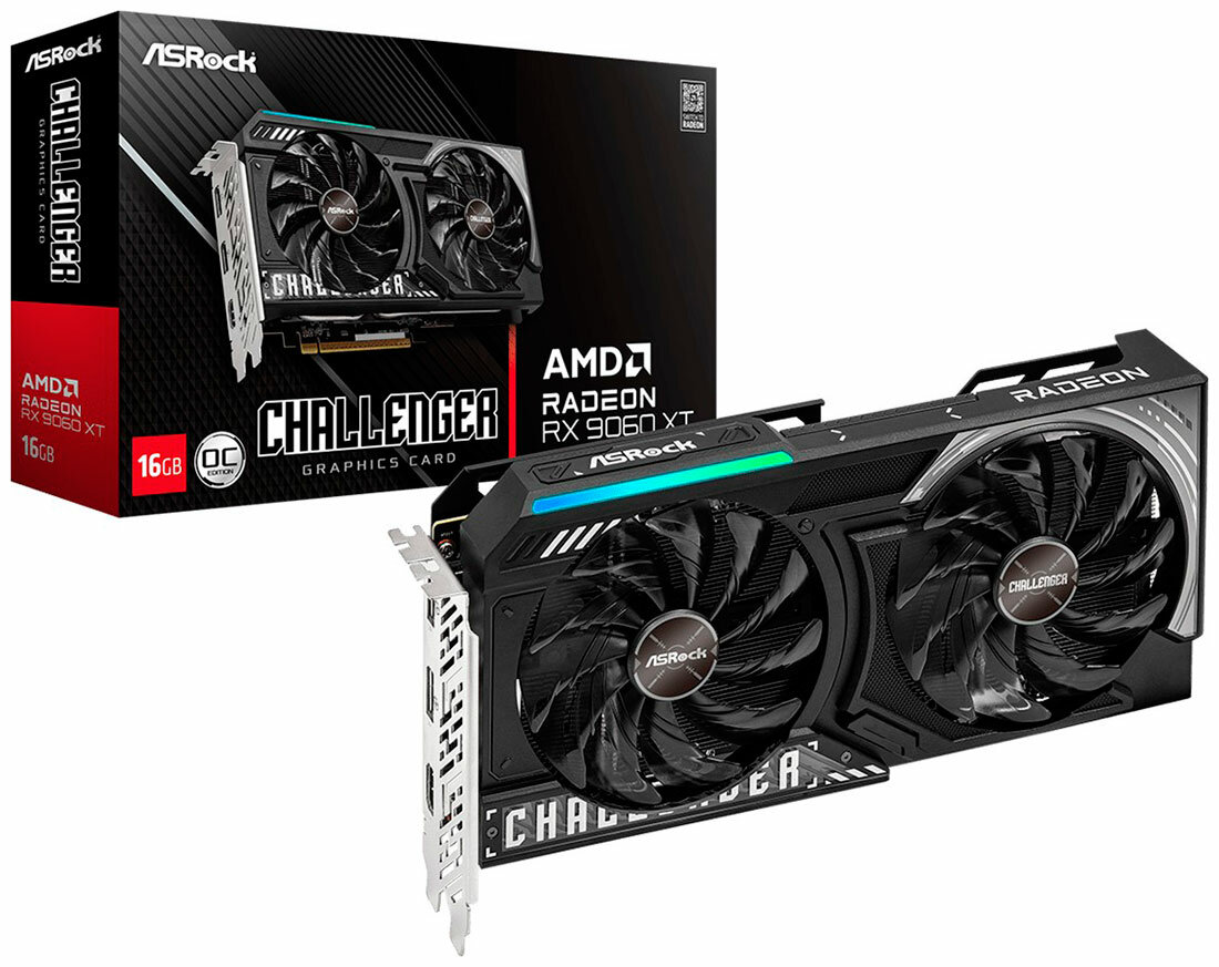 Игровая видеокарта Asrock Radeon RX 9060 XT Challenger OC 16GB (RX9060XT CL 16GO)