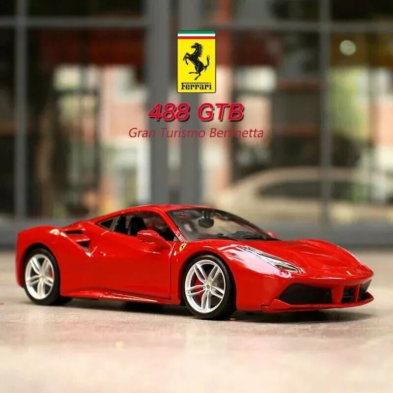 1:24 Ferrari 488 GTB LaFerrari Roma Supercar Metal Model Toy, коллекции хобби, подарки на день рождения, Модель автомобиля