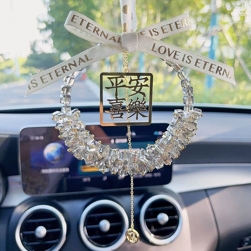 Мир и радость серый кристалл автомобильный подвесной орнамент, элегантная декоративная деталь
