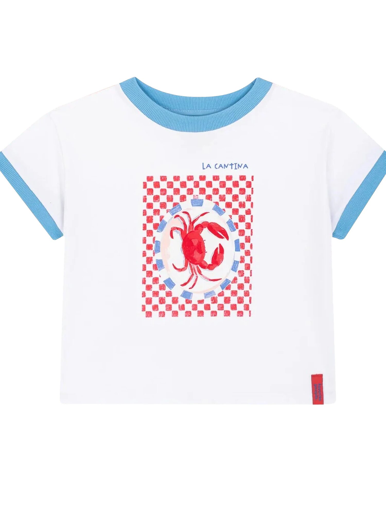 Футболка favorite people. Crab illustration striped trim T-shirt, размер 3 года, белый — фото 1