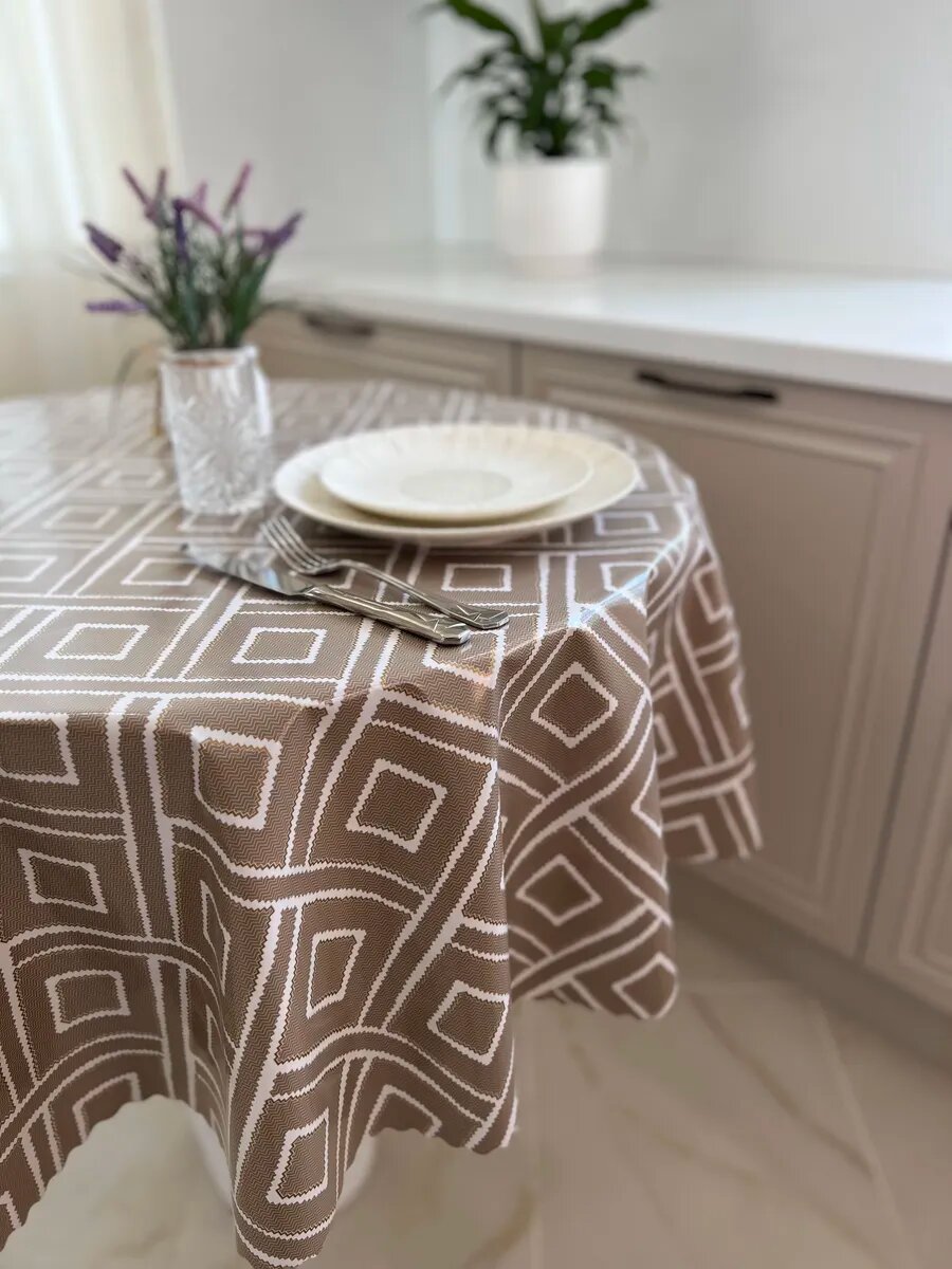 Скатерть на стол клеенка овальная 120*160 см Ромбы