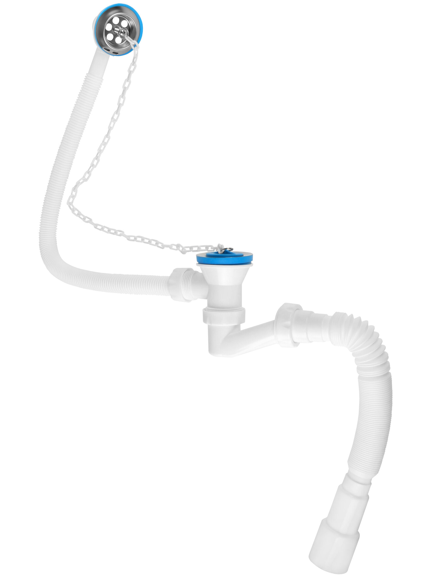 Сифон для ванны низкий с выпуском и переливом AV ENGINEERING (AVE129730)