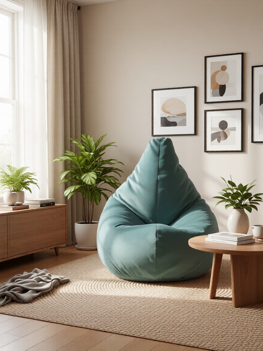 Кресло-мешок "Груша" Мир Пуффов, размер- XXXXL, велюр, пастельно-мятный цвет, с ручкой для переноски