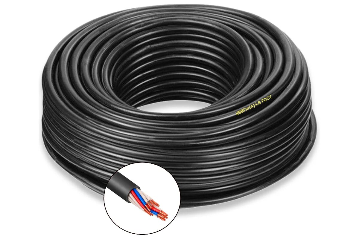 Кабель контрольный буревестник кввгнг(a)-ls 14x0.75 мм² медный изоляция ПВХ пониженной пожарной опасности черный 5 м