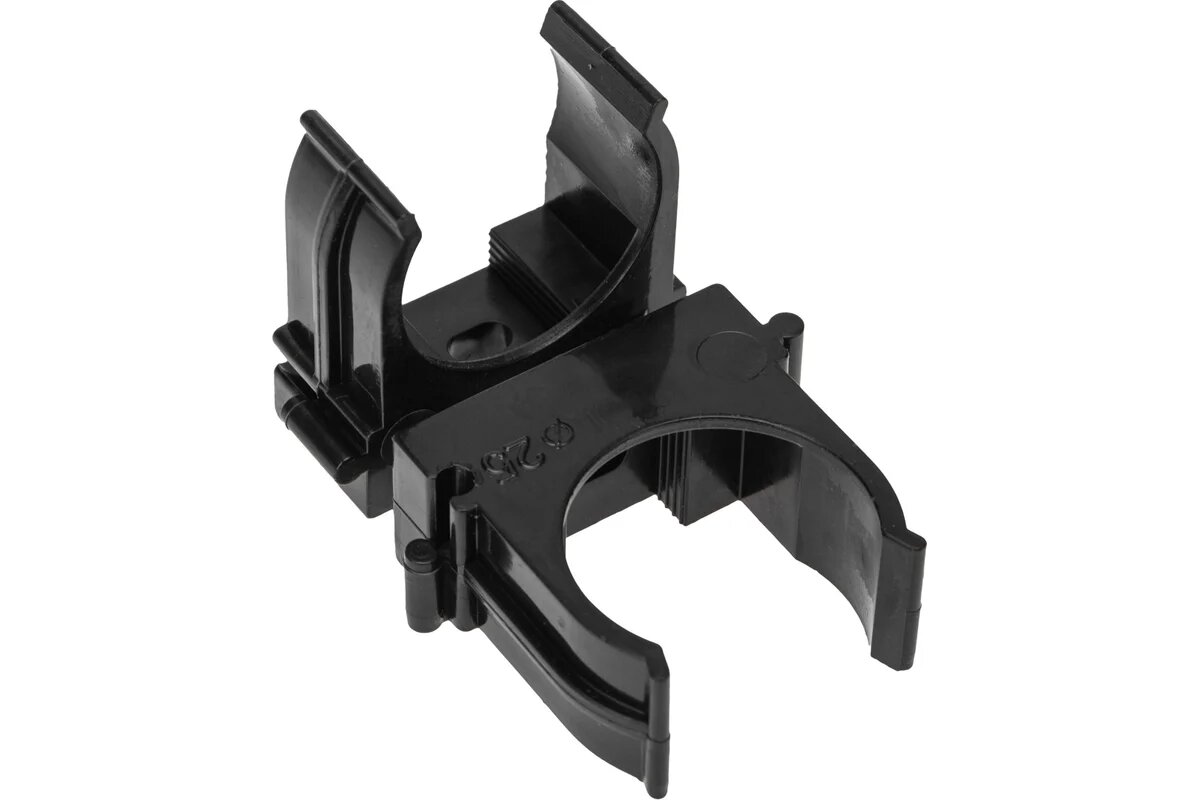 Крепеж‑клипса REXANT d 25 мм черный пластик 31 мм, монтаж пластиковых труб к стене/полу/потолку без замятий