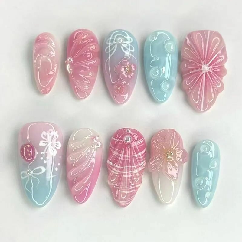 Накладные ногти с дизайном ( 24 типсы + клей )