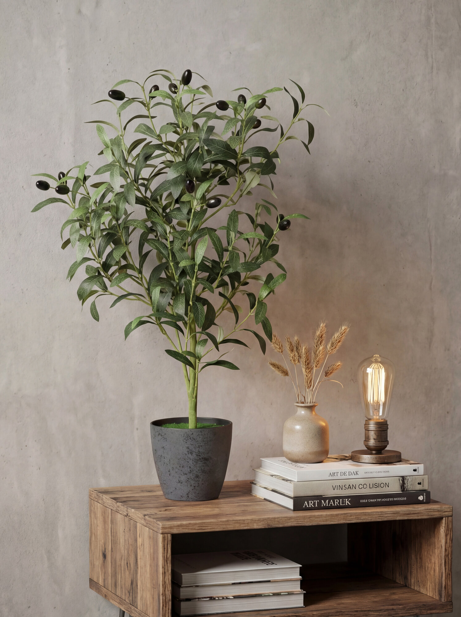 Искусственное растение Олива 70см в кашпо для декора интерьера от ФитоПарк