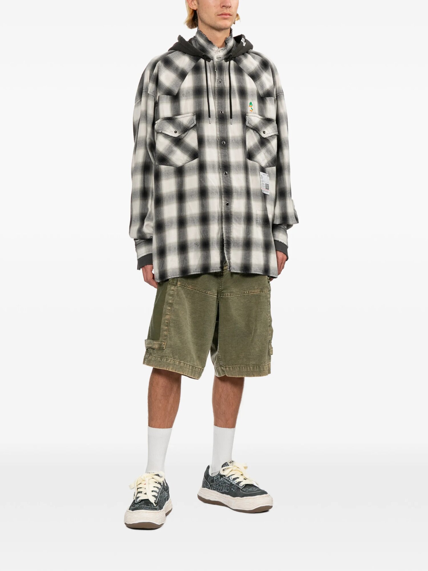 Рубашка MAISON MIHARA YASUHIRO Hooded checked shirt, размер 46 — фото 1