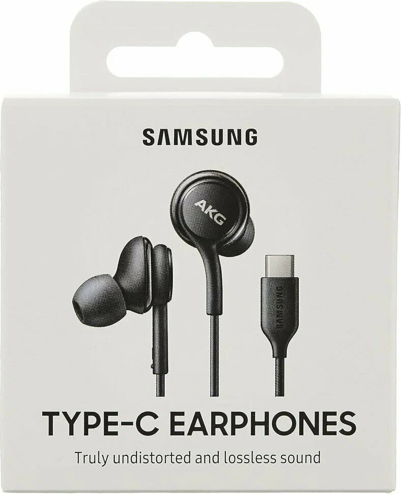 Проводные внутриканальные наушники Samsung с микрофоном для телефона AKG Type-C Earphones (EO-IC100BWEGRU), черные