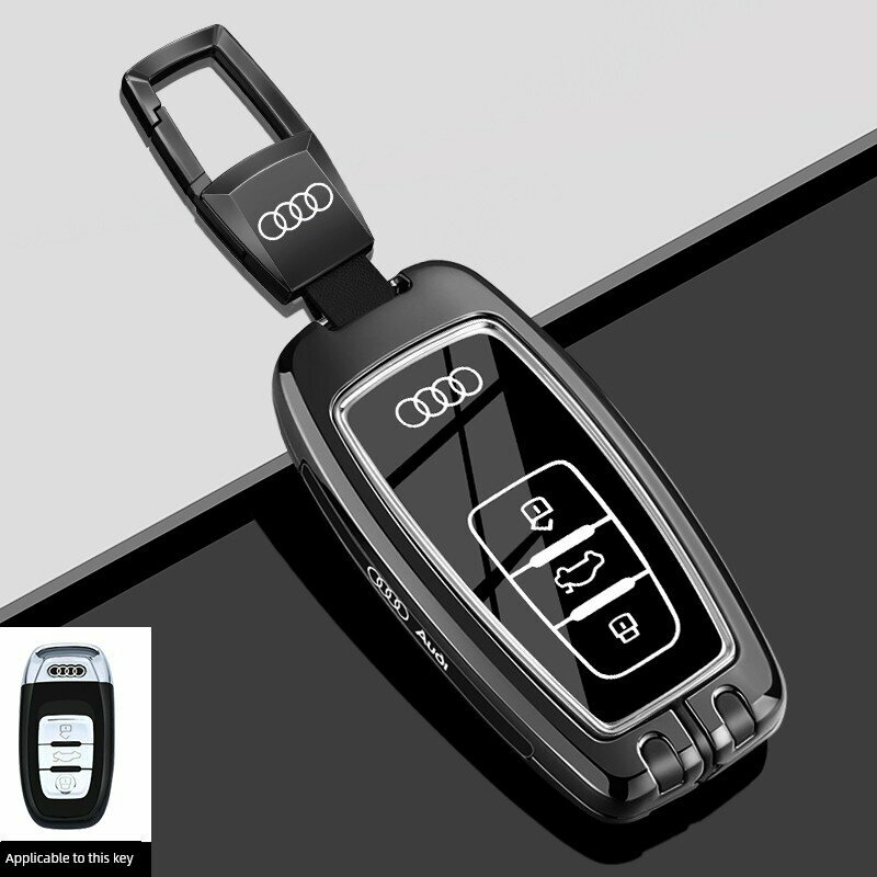 Гунметалл Смарт А чехол для ключа Audi A6 (2012-2015), Q5, A7, A8, RS7 - В комплекте лазерная кожаная пряжка