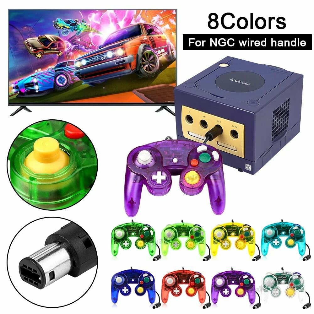 Прозрачный проводной геймпад NGC для игровой консоли GameCube контроллер Joypad классический джойстик ретрогеймпад
