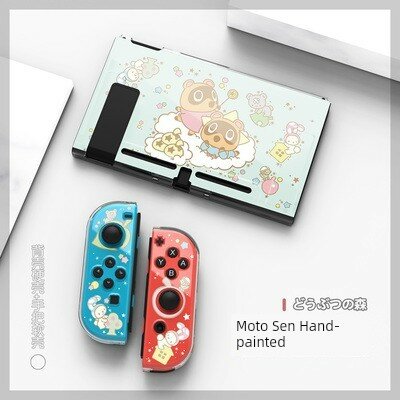 Чехол для Switch с ручной росписью Animal Crossing и защитным стеклом для Nintendo Switch