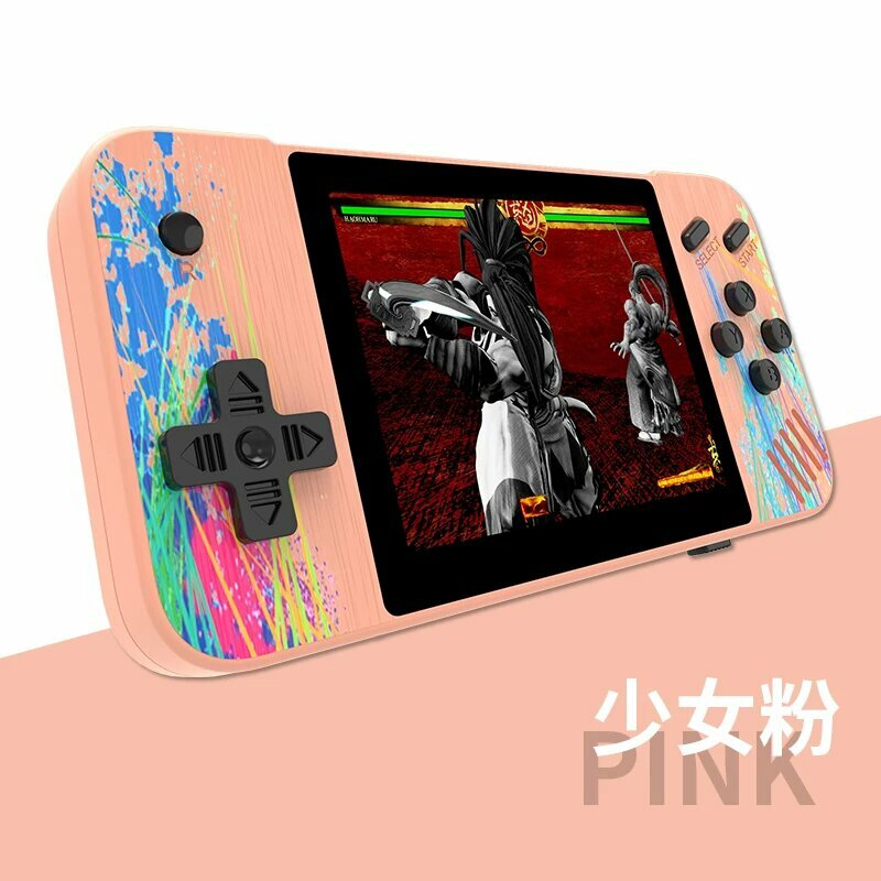 Одиночная игра 800-игровой портативный консоль розового цвета с 2 перезаряжаемыми батареями для семейного игрового