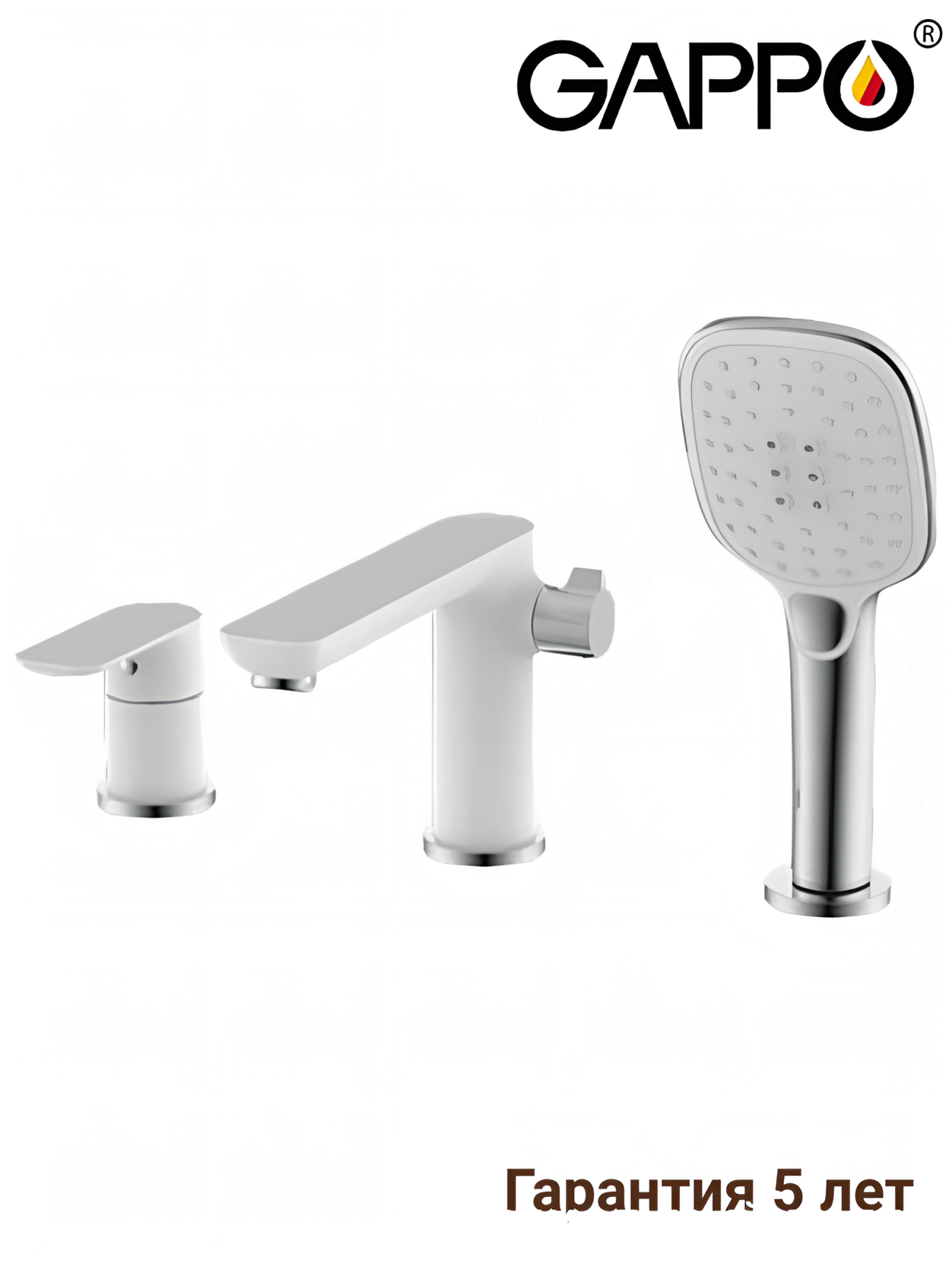 Смеситель на борт ванны Gappo Noar G1148 белый/хром