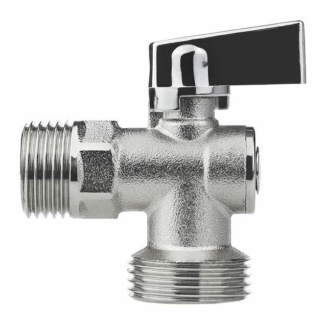 Кран шаровой угловой MASTERPROF 1/2" х 3/4" НР/НР для бытовой техники флажок сверху, ГОСТ