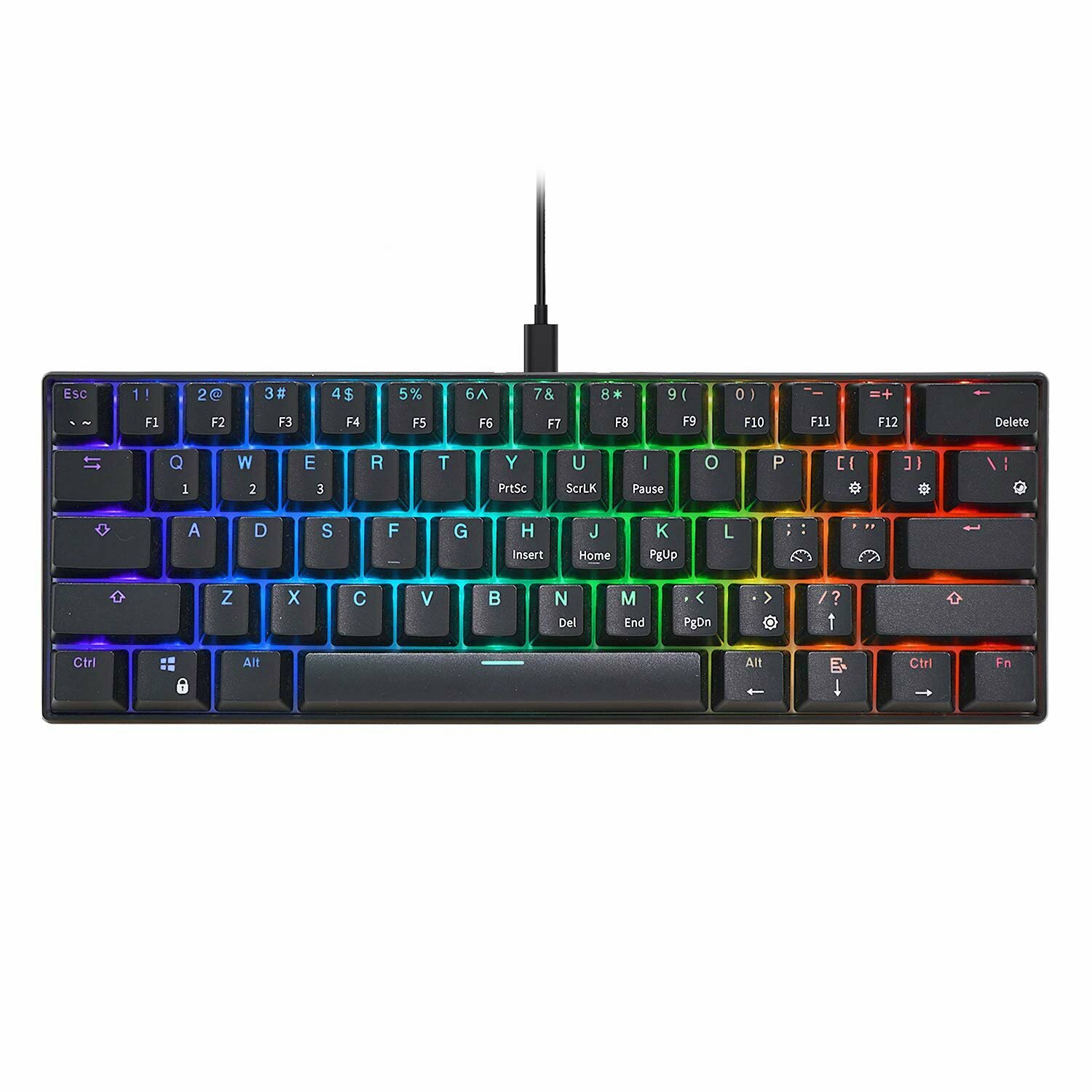 RK ROYAL KLUDGE RK61 Клавиатура механическая для гейминга проводная 60% Ultra-Compact с RGB подсветкой Blue Switch Белый