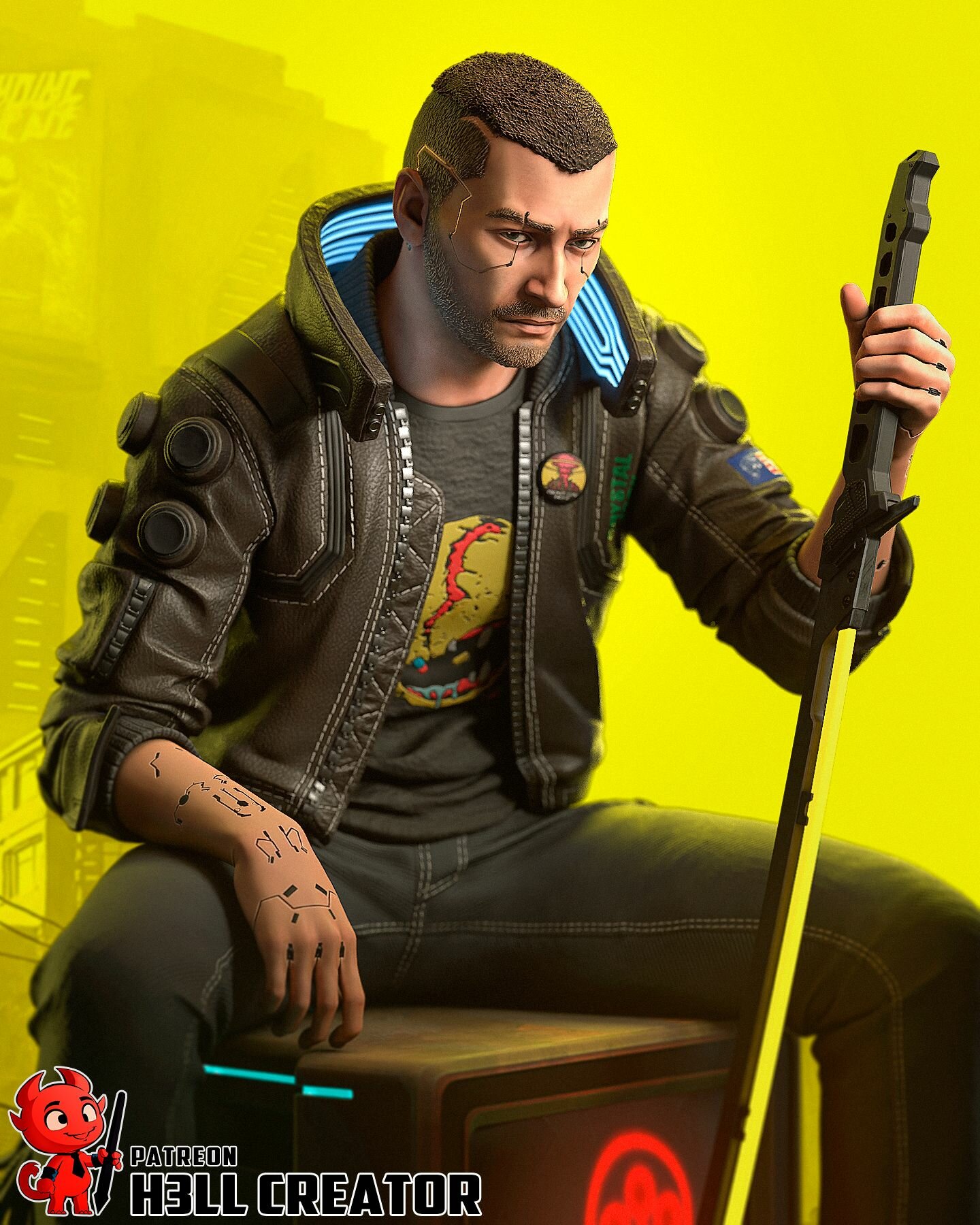 Сборная модель Male V (Cyberpunk 2077), 128мм, 1/12 для покраски