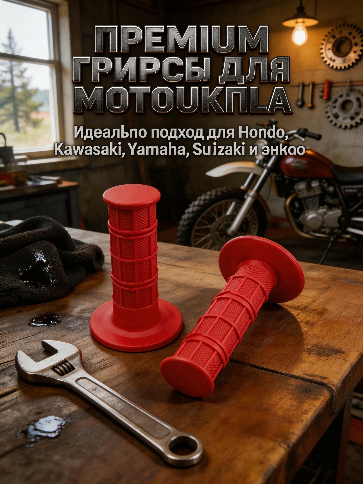 Грипсы 22 мм 7/8 дюйма для мотоцикла, питбайка и скутера — силиконовые нескользящие грипсы левая и правая пара, универсальные для кросс и эндуро