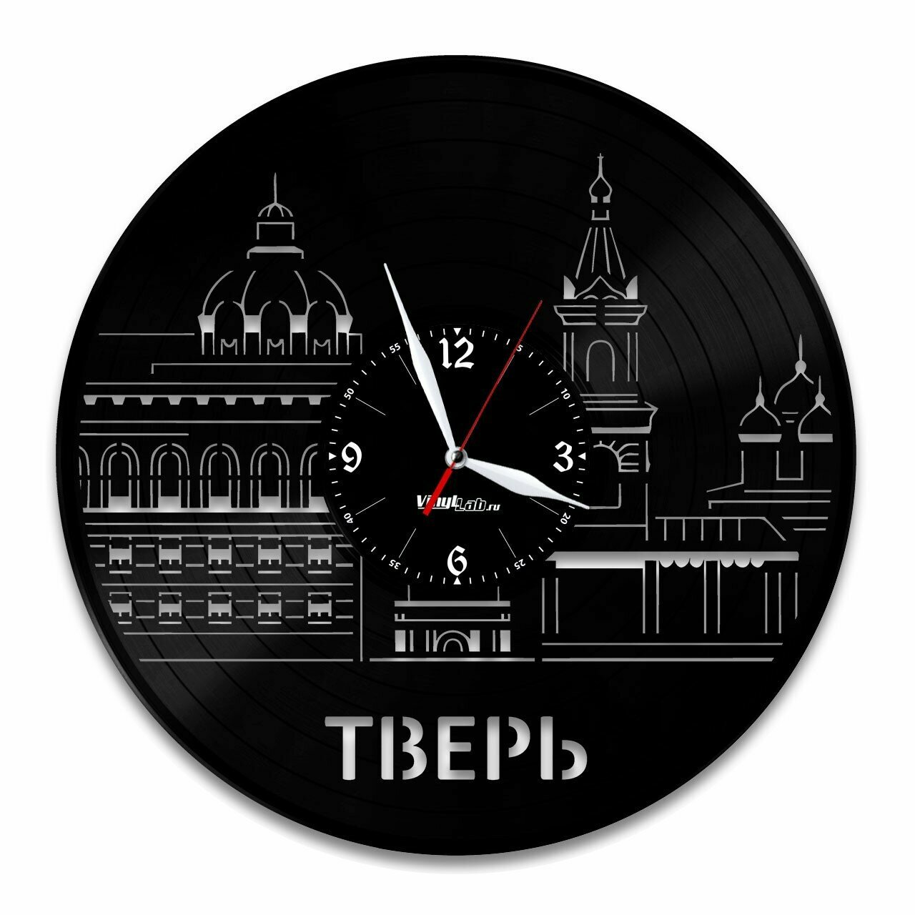 Часы из виниловой пластинки (c) VinylLab Тверь, диаметр 30 см