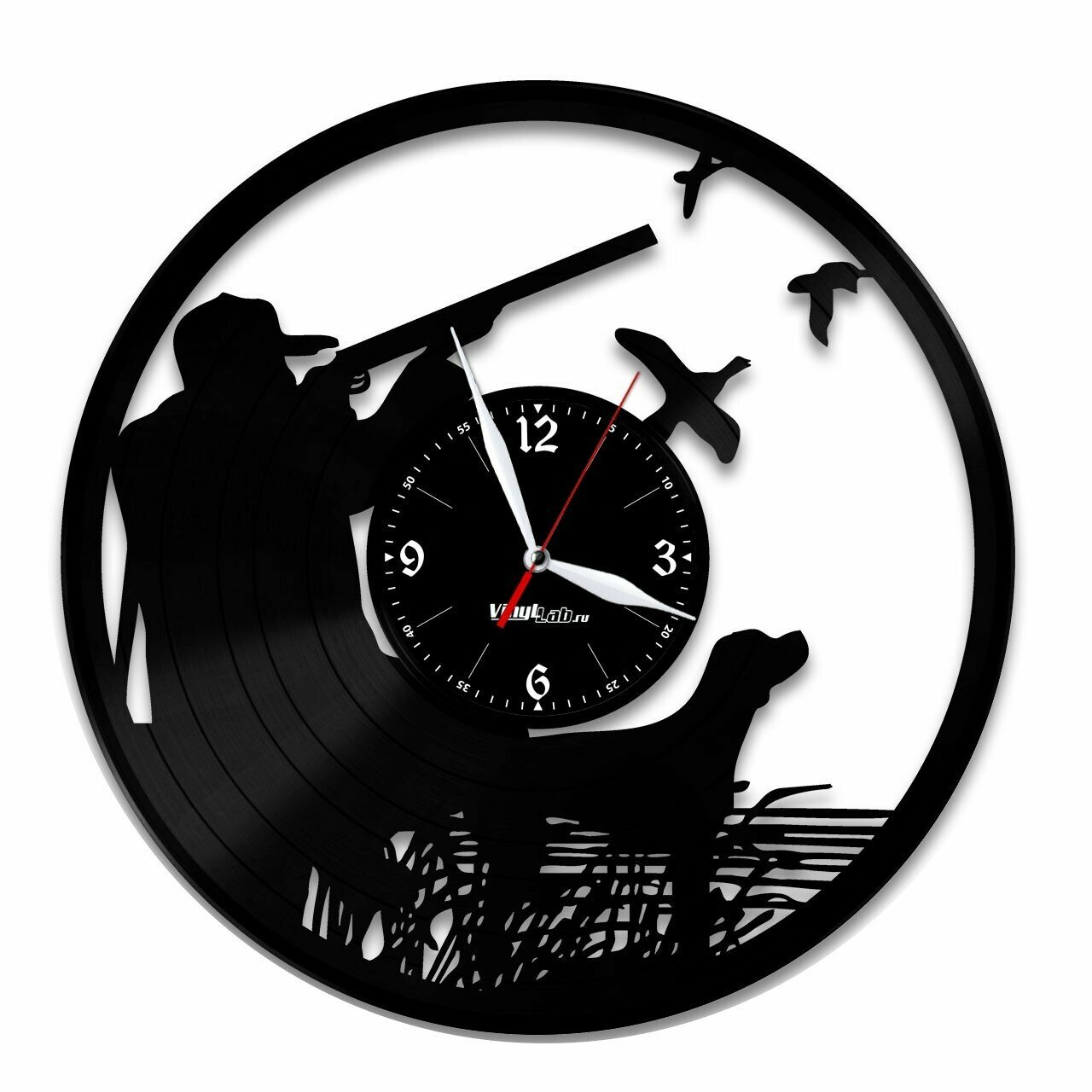 Часы из виниловой пластинки (c) VinylLab Охота, диаметр 30 см