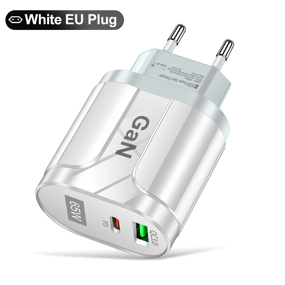 Зарядное устройство GaN 65W EU Plug White