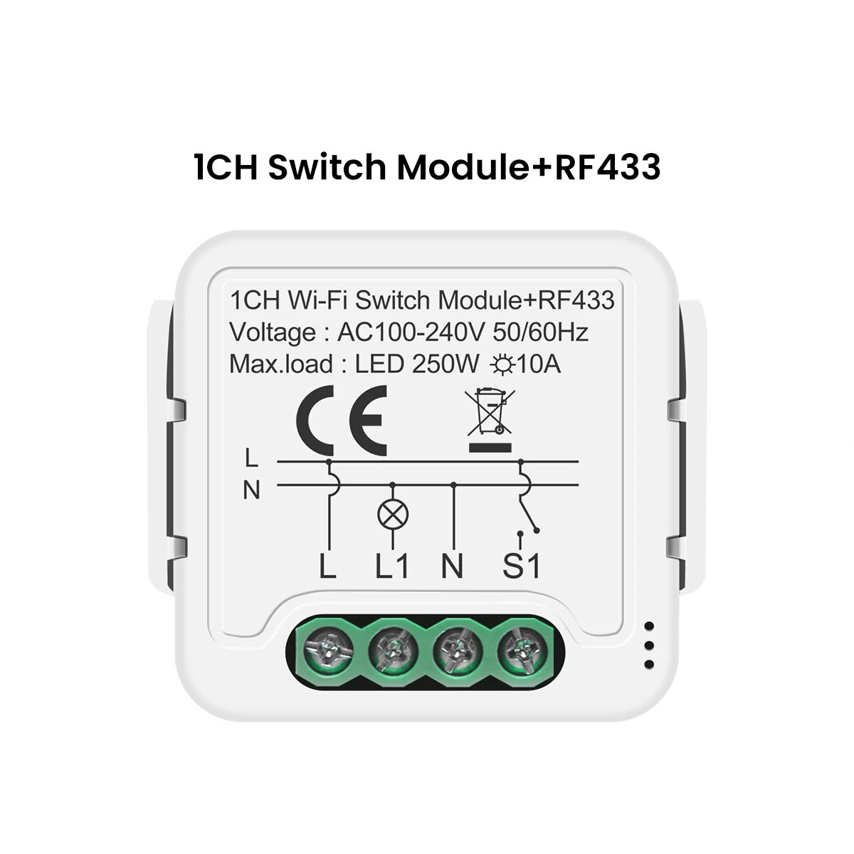 Модуль умного выключателя GIRIER Tuya RF433 1/2/3/4 канала WF-RF 1CH