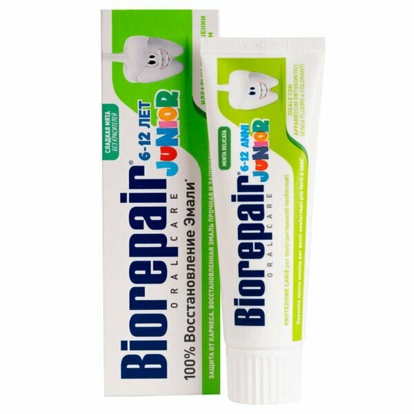 Паста зубная вкус сладкой мяты детская 6-12 лет Junior Biorepair/Биорепэйр 75мл
