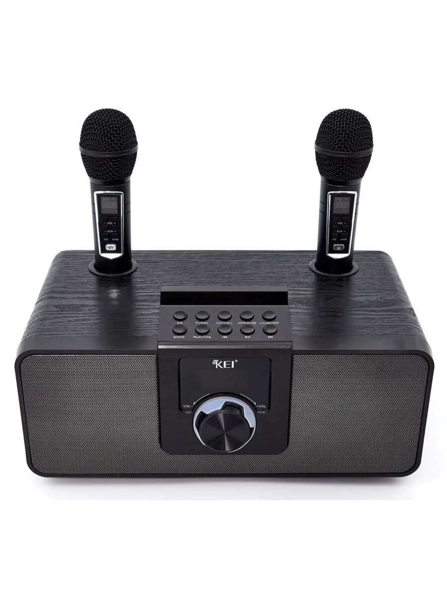 Караоке система с двумя беспроводными микрофонами "К-08" черная