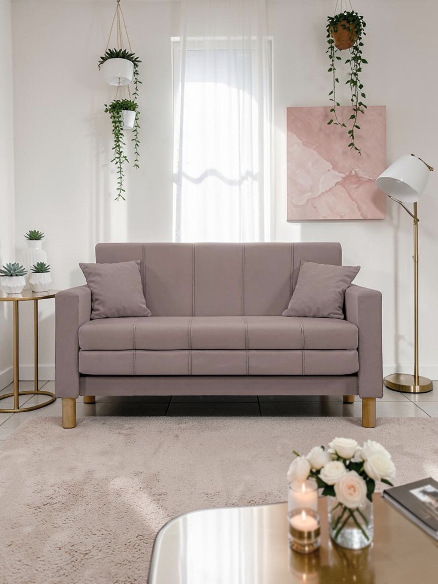 Диван Уют Лайт Velutto 37 NEW 116x84x81 см, розовый Велютто, выкатной GOODFORM