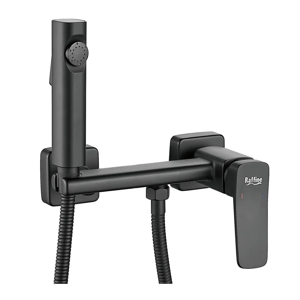 Гигиенический душ Raffine F0599H-1 со смесителем, черный, матовый, латунь, рычажный, смеситель для биде, с настенным держателем