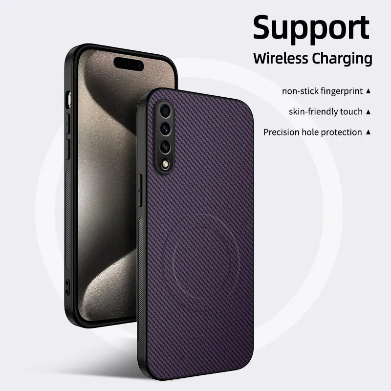 Магнитный чехол с текстурой карбона для беспроводной зарядки Samsung Galaxy A50, ударопрочный чехол для телефона
