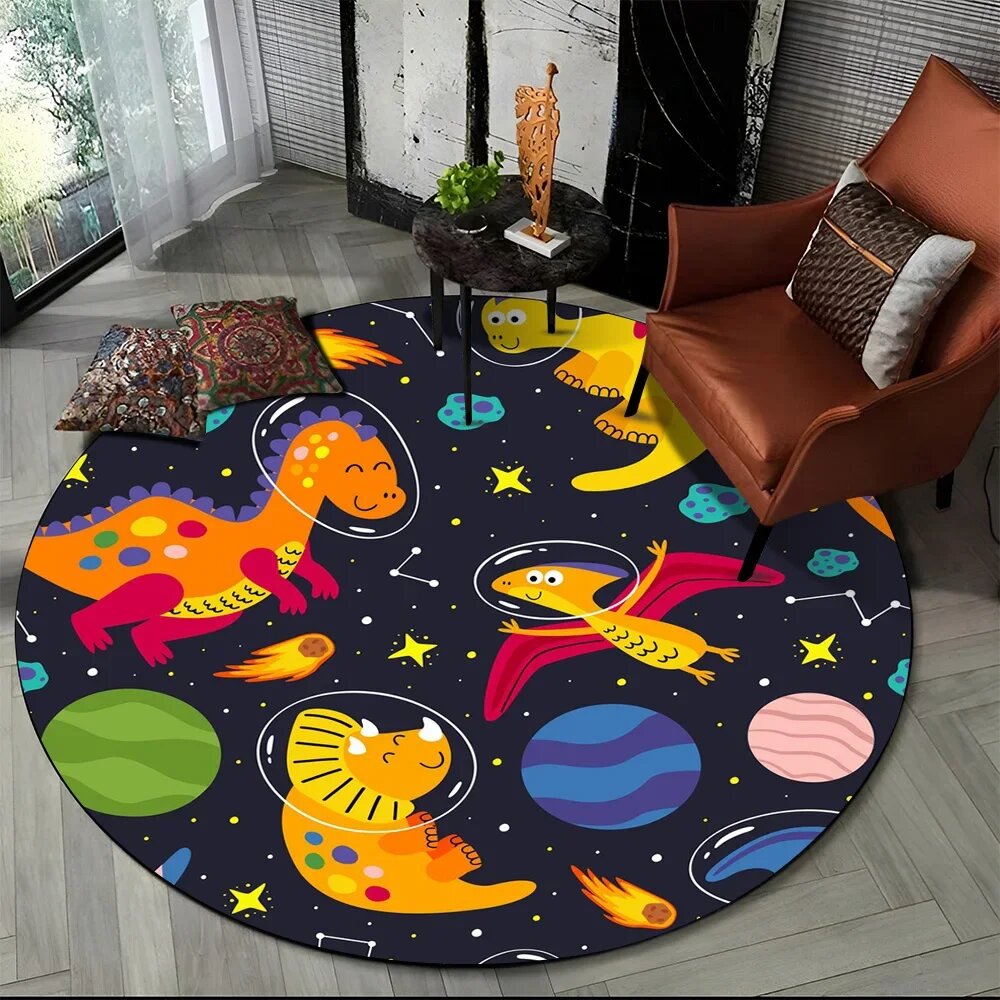 Круглый ковёр LOUSIDREAM Динозавр Космос, 120см, цвет 5