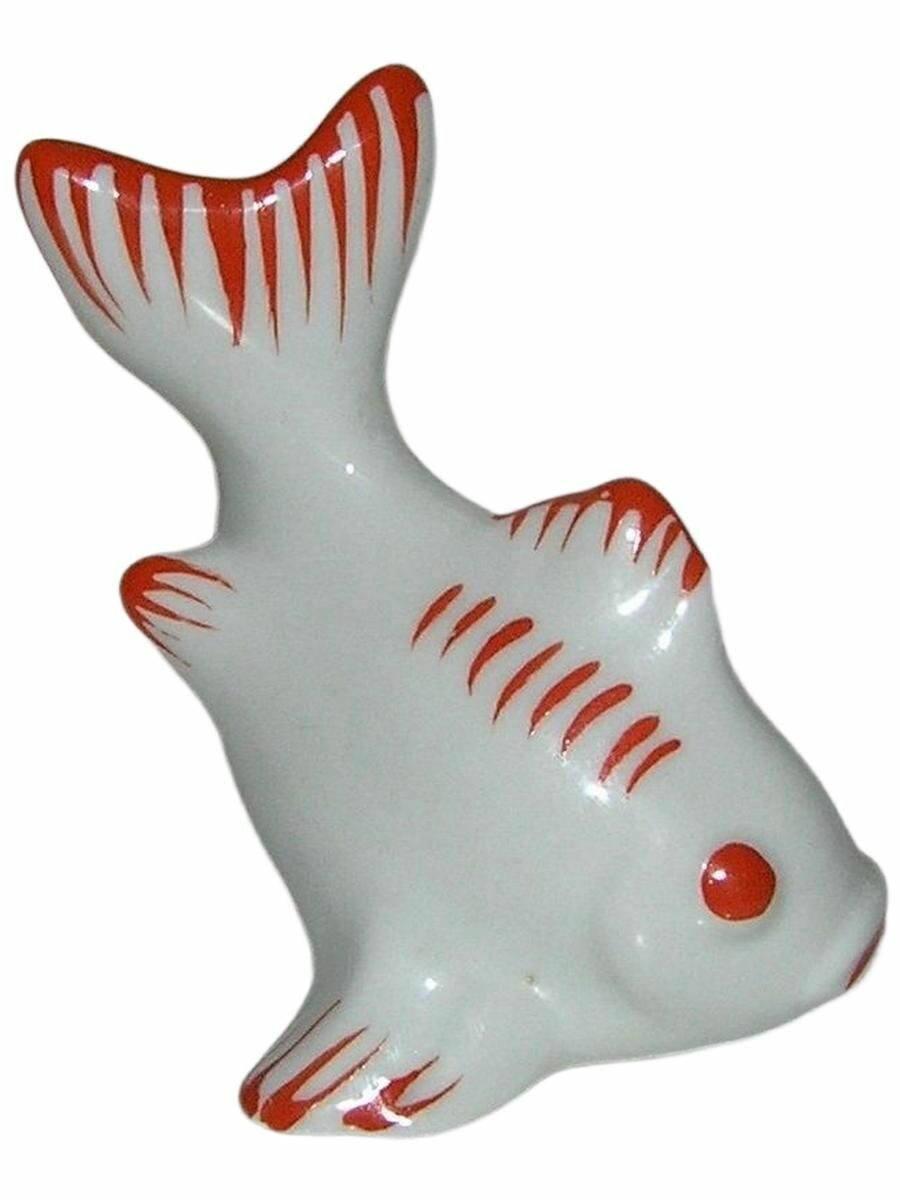"Вербилки" 1954-1965г.(Дмитровский фарфоровый завод), винтажная Коллекционная Фарфоровая Статуэтка - рыбка / Золотая Рыбка. Роспись, СССР.