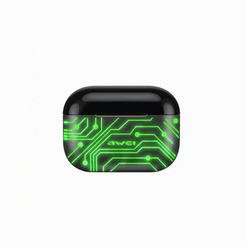 Наушники Awei T29Pro беспроводные вкладыши Bluetooth с изумрудно-зеленым узором 'Цепь' для спорта, музыки и звонков,