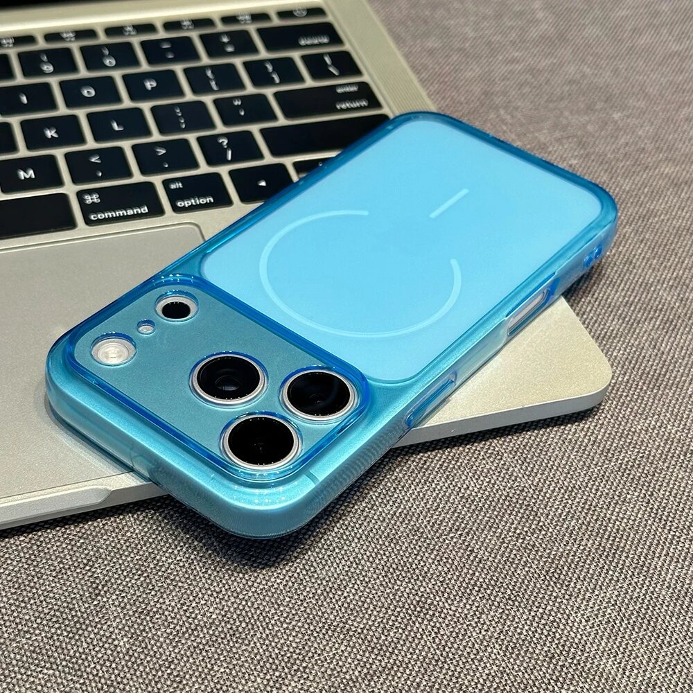 Чехол MagSafe для iPhone 16 Blue, противоударный