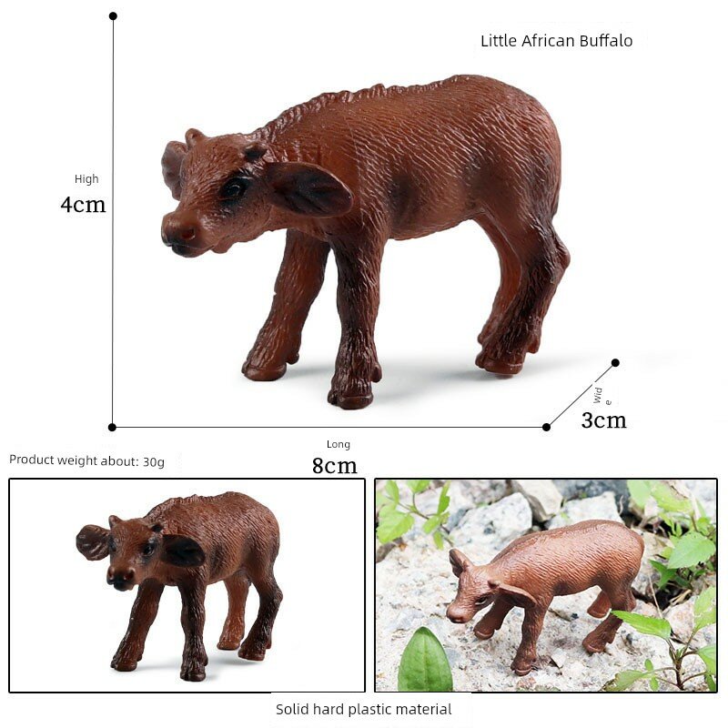Мини-водяной буйвол животное фигурка игрушка, реалистичная 3D модель для декора тортов, 5 см высотой