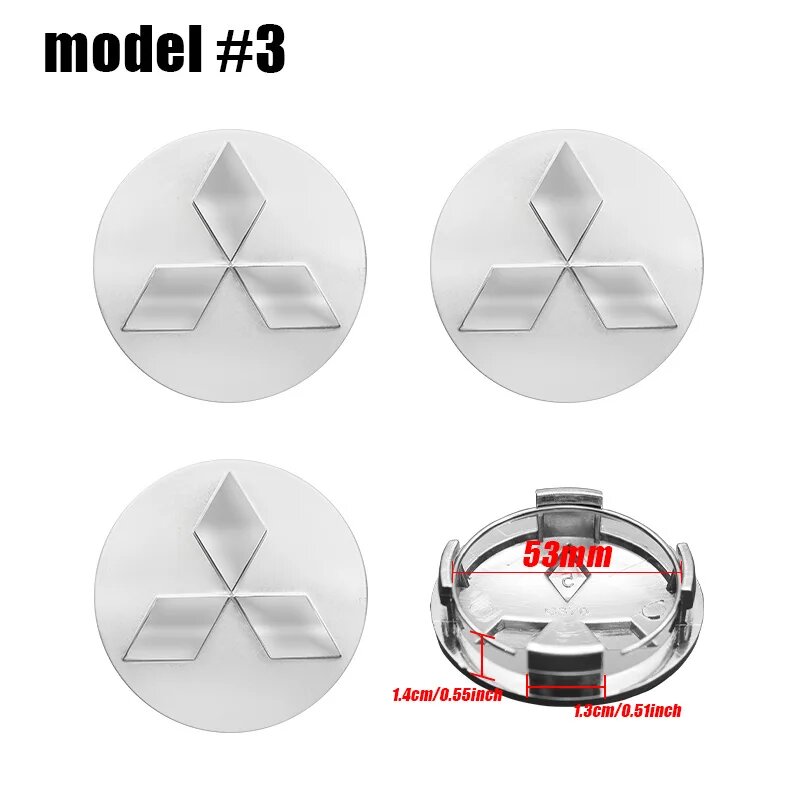 Колпачки на колеса Mitsubishi, Model 3, 53 мм, 4 шт.