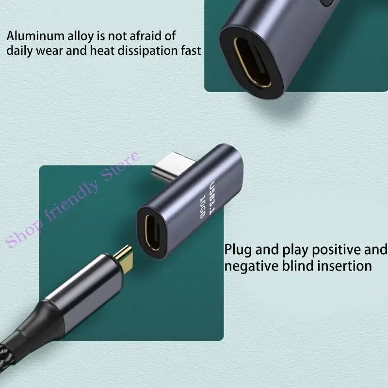594A 90-градусный адаптер USB C 90-градусный удлинитель 3,1/10 Гбит/с низкопрофильный тип C между мужчинами и женщинами Передача