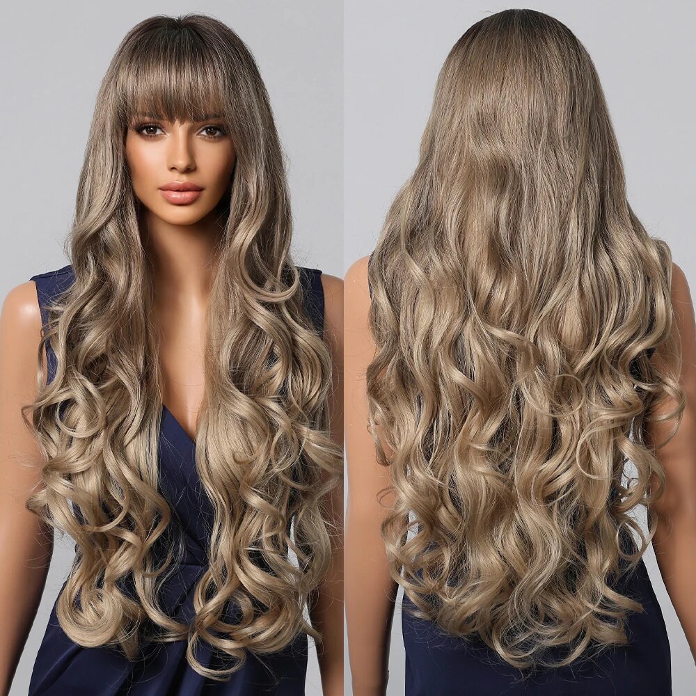 Длинный волнистый парик HAIRCUBE, коричнево-блонд Ombre, SWLC1222-4BL30