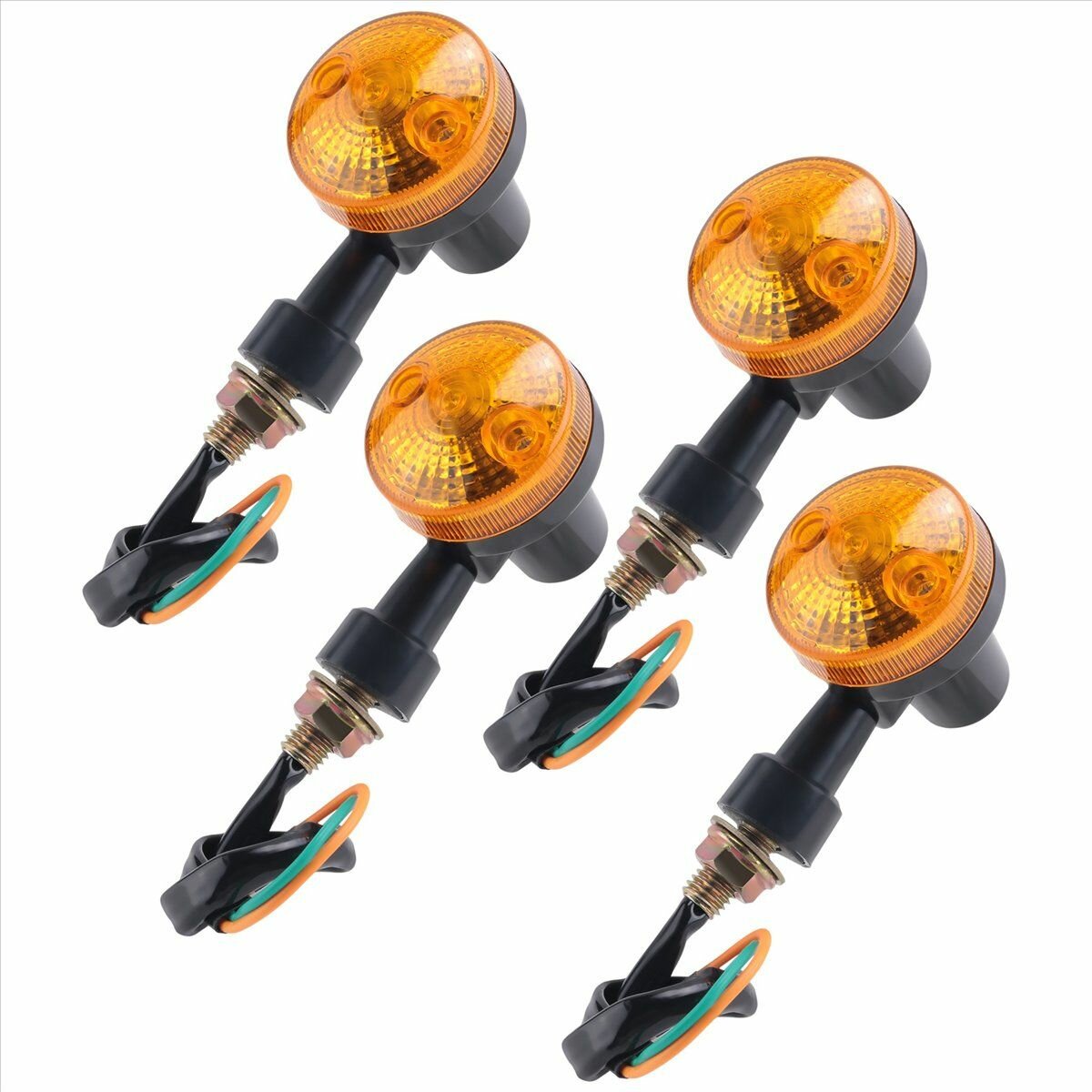 Поворотники мотоцикла 12V 4 шт янтарные указатели поворота — зелёный минус, жёлтый плюс, совместимы с мотоциклом