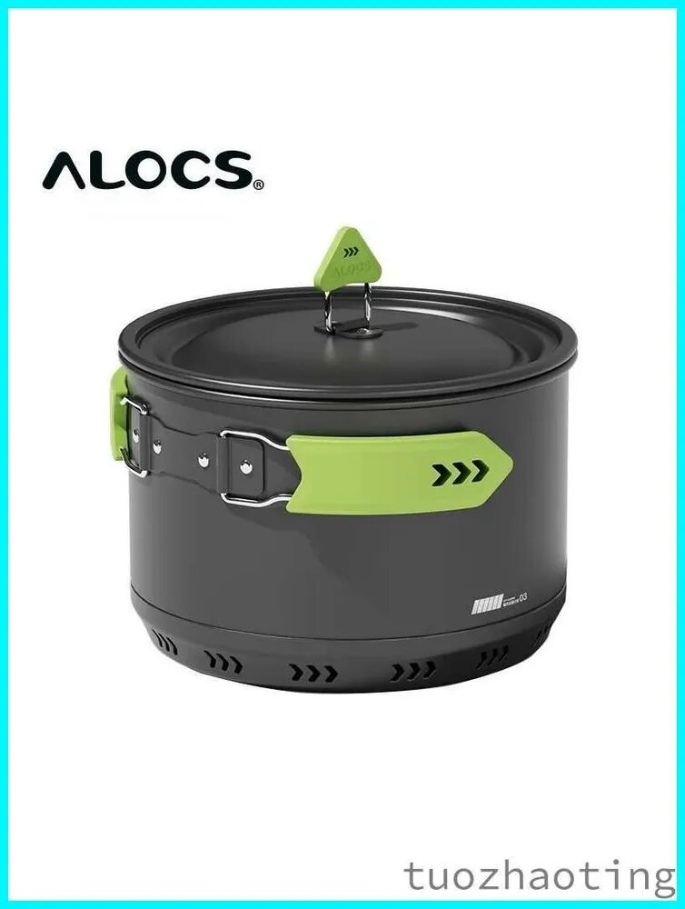 ALOCS Туристический Котелок 3.5 Л С Теплообменником, Противоветровым Кольцом И Минеральным Покрытием Для Кемпинга, Походной Готовки И Выездных Путешествий