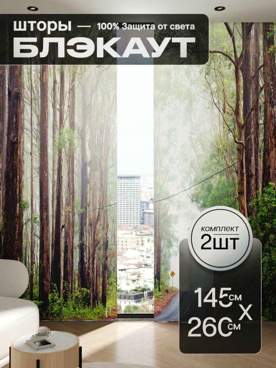Шторы блэкаут 145x260 см 2 шт на окна плотные комплект