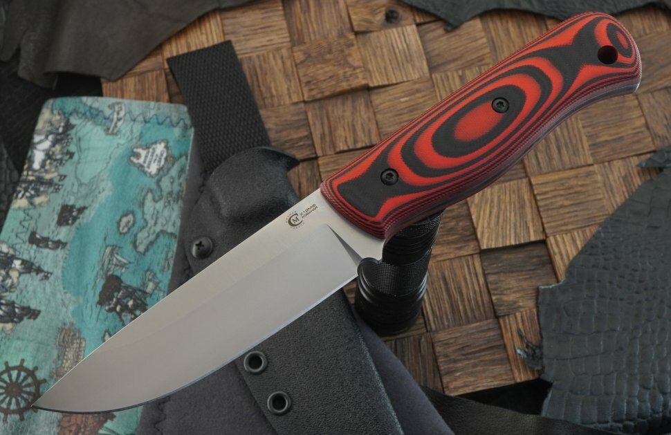 Мастерская Семина нож Соболь, сталь Х12МФ, рукоять черно-красный G-10