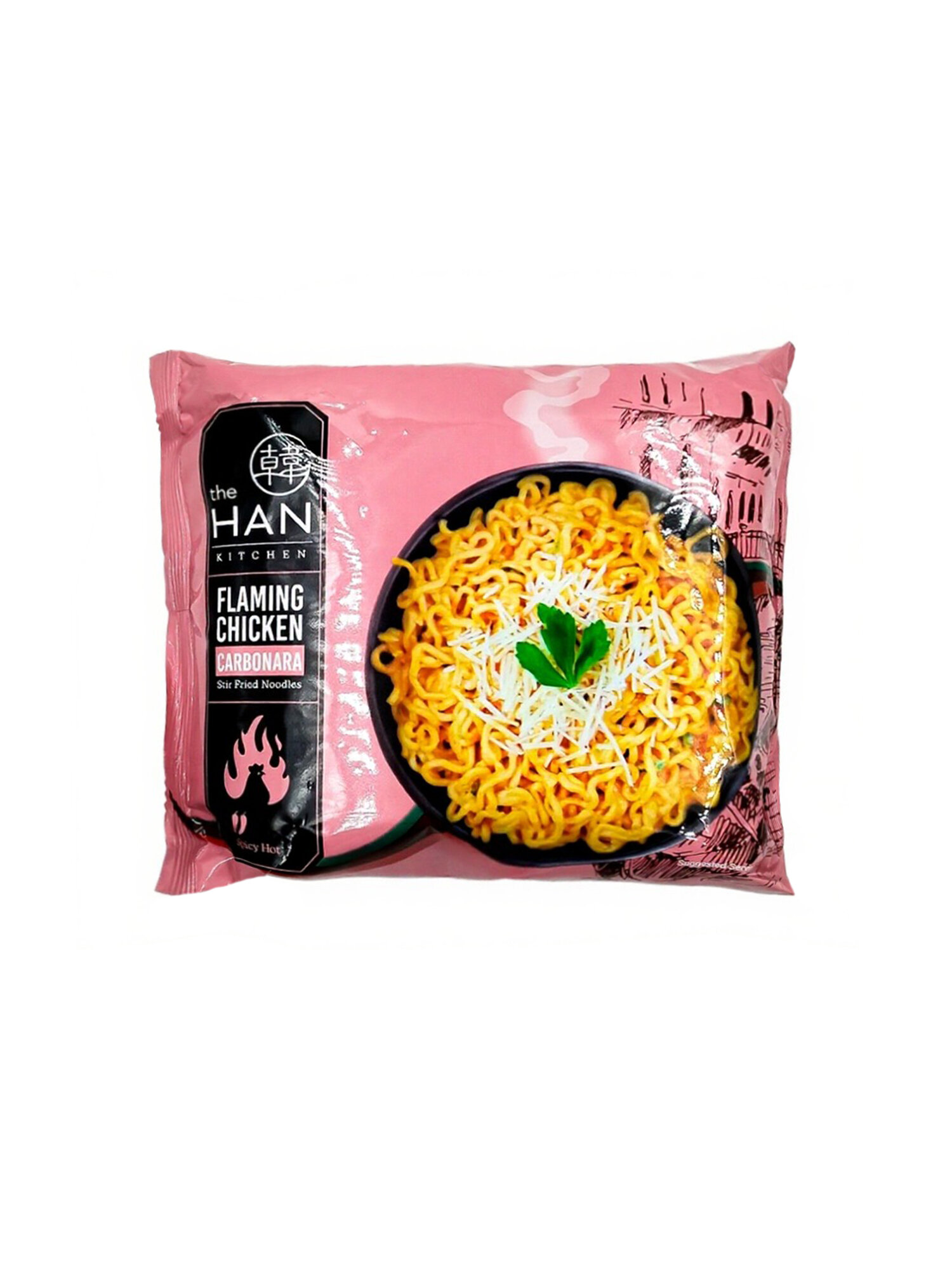 Лапша быстрого приготовления "The Han Kitchen" со вкусом острой курицы в соусе карбонара 135 г, Китай