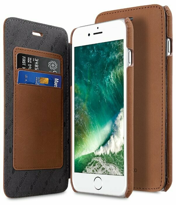 Кожаный чехол книжка Melkco для Apple iPhone 8/7 - Face Cover Book Type - коричневый